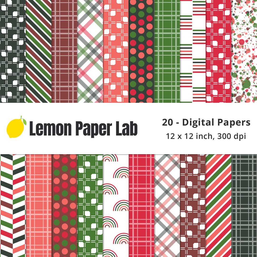 Green and Red Digital Papers, Christmas Digital Backgrounds, Polka Dot ...