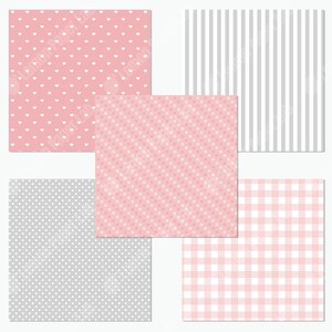 Pink and Grey Digital Scrapbook Paper - Etsy