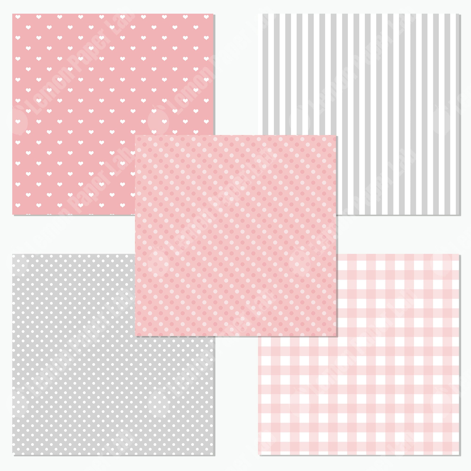Pink and Grey Digital Scrapbook Paper - Etsy