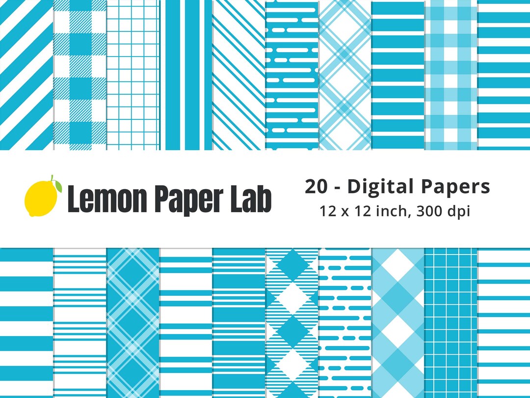 Blue Stripes Digital Paper, Turquoise Background, Blue Patterns, Stripe ...