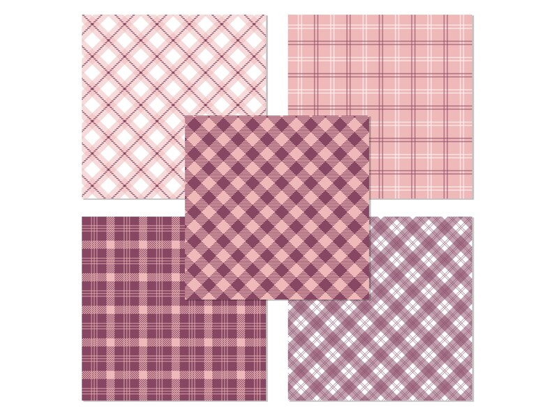 Plaid Digital Paper, Plum Background, Pink Plaid Paper, Printable ...