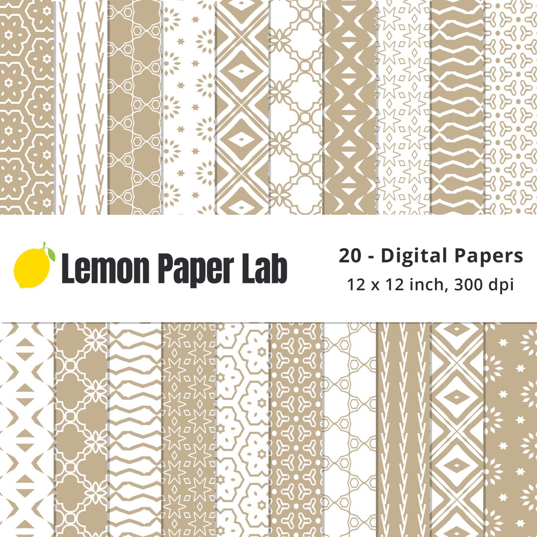 Brown Digital Paper, Khaki Backgrounds, Seamless Geometric Patterns ...
