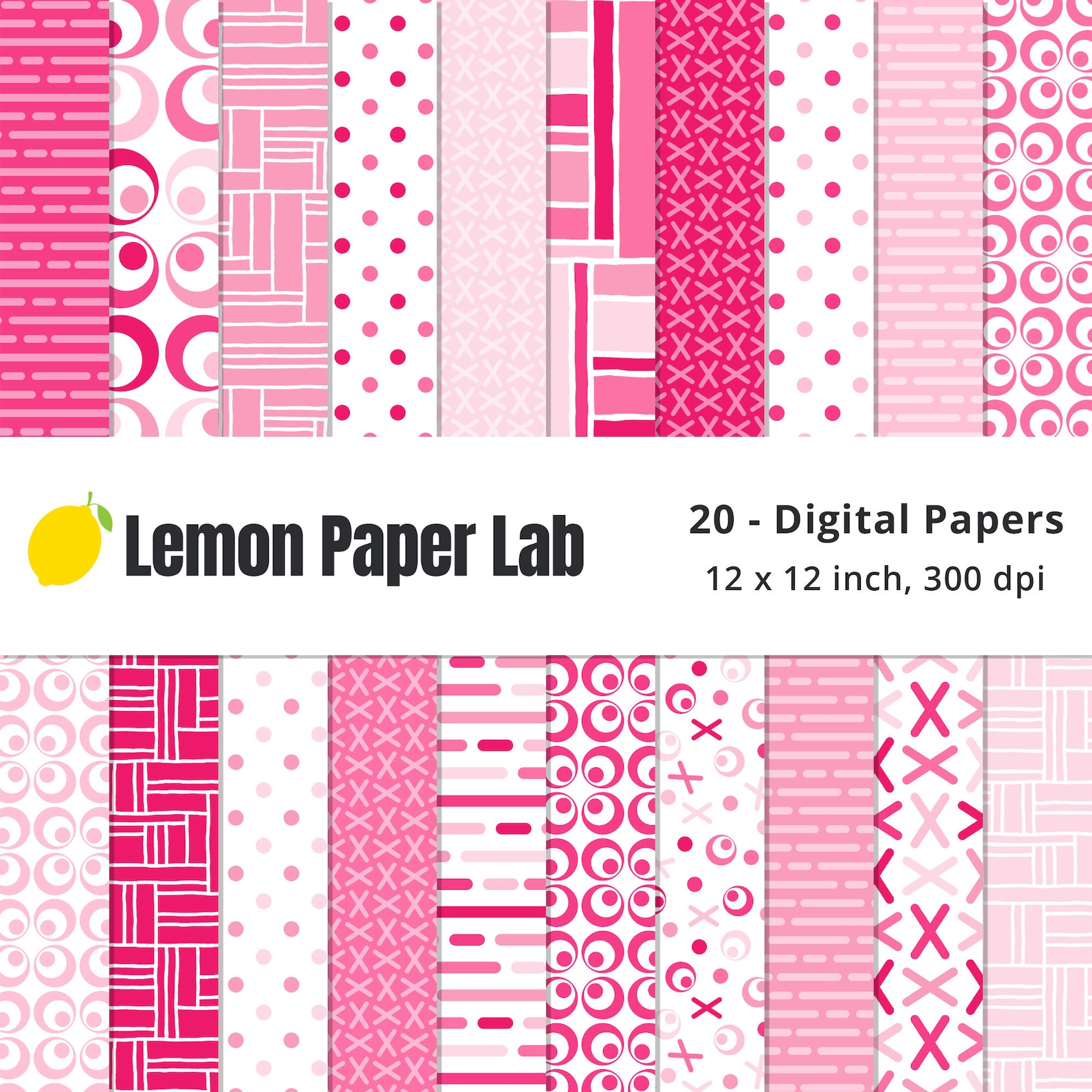 Pink Digital Paper, Pink Geometric Patterns, Valentines Day, Digital ...