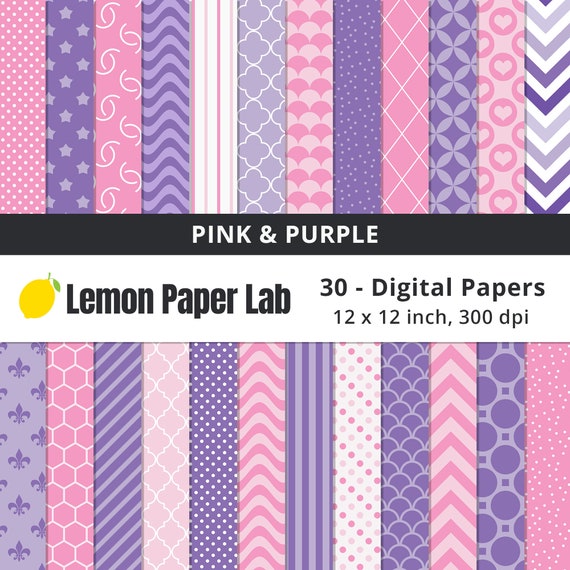 Pink and Purple Digital Paper Pack With Commercial Use - Etsy