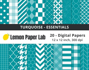 Turquoise Digital Paper - Digital Scrapbooking, Digital Scrapbook Paper ...