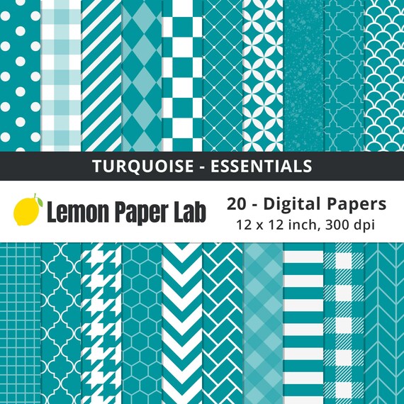 Turquoise Digital Paper for Scrapbooking | Etsy