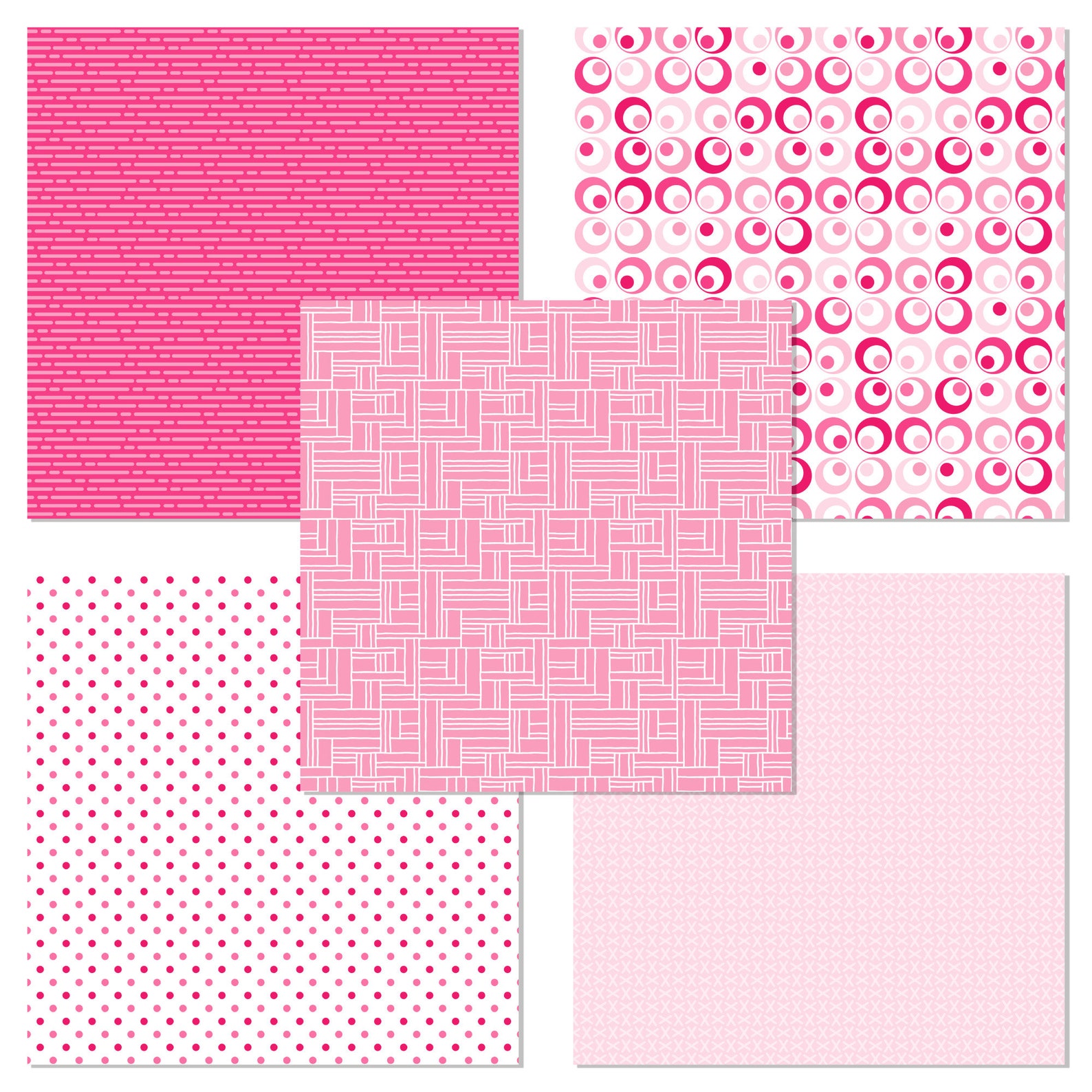 Pink Digital Paper, Pink Geometric Patterns, Valentines Day, Digital ...