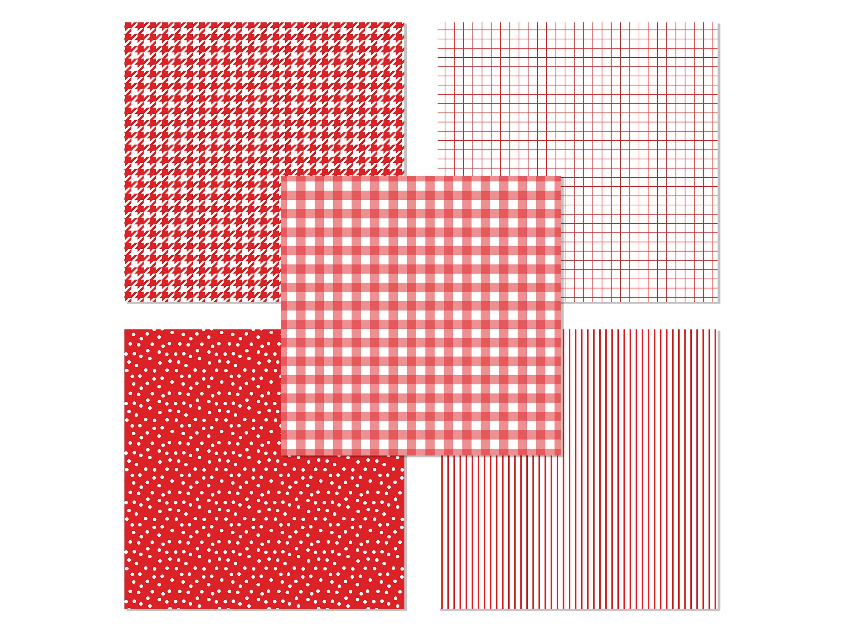 Red Digital Paper, Red & White Background, Red Patterns, Red Check, Red ...