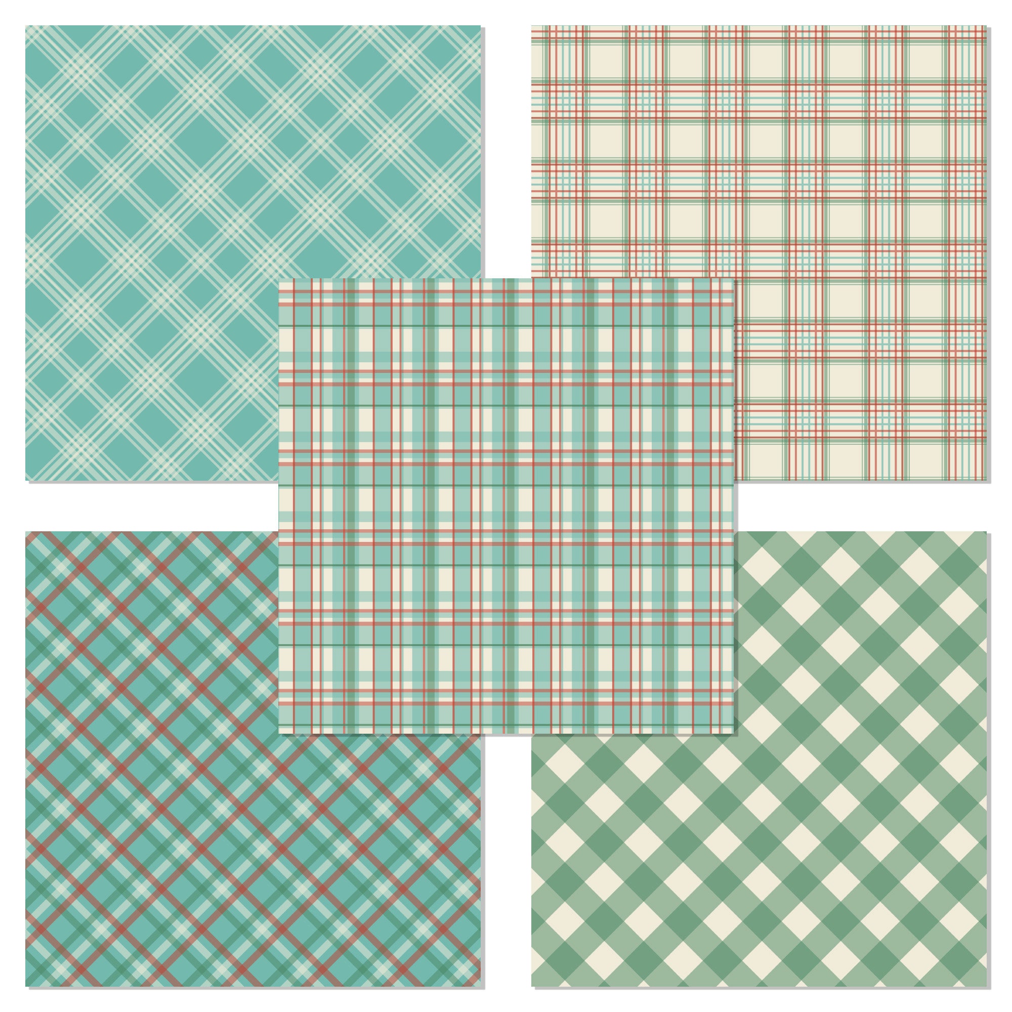 Christmas Plaid, Seamless Digital Pattern, Vintage Christmas Plaid ...