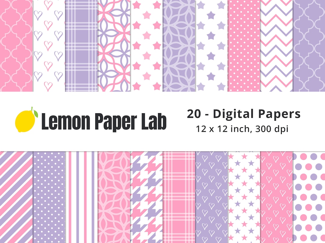 Pink and Purple Digital Paper Backgrounds, Digital Scrapbook Paper ...