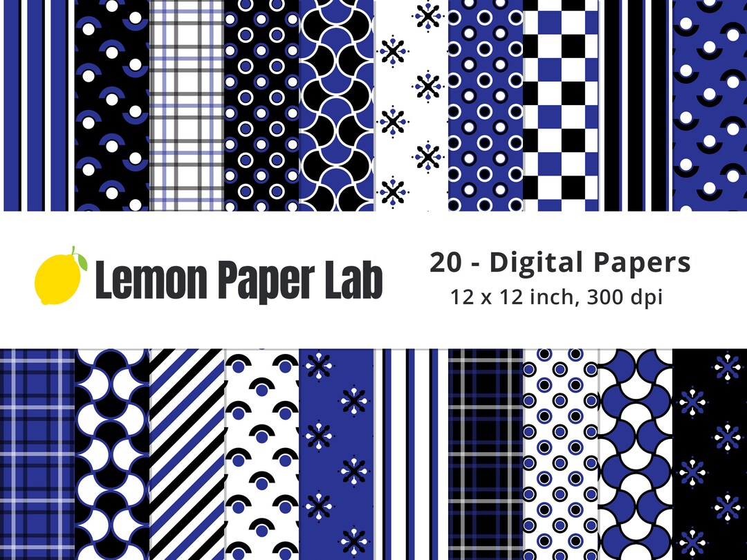 Royal Blue Patterns, Blue Digital Paper, Blue Background, Black & Blue ...