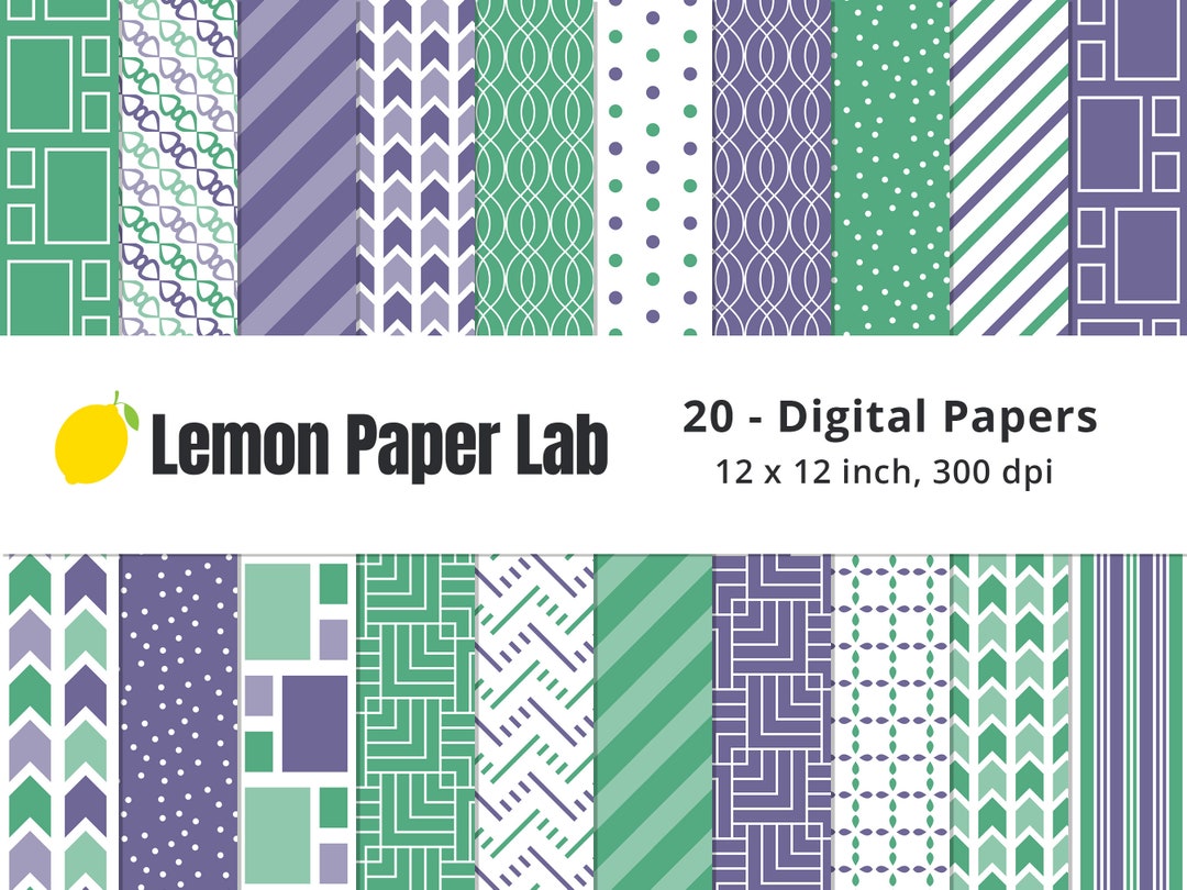 Purple Digital Paper, Green Digital Paper, Purple Background, Green ...