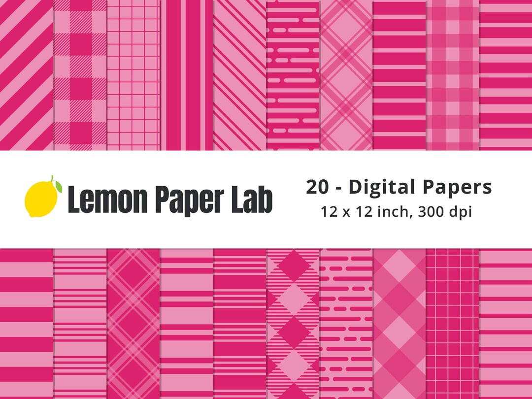 Pink Stripes Digital Paper, Two Tone Pink Background, Seamless Pink ...