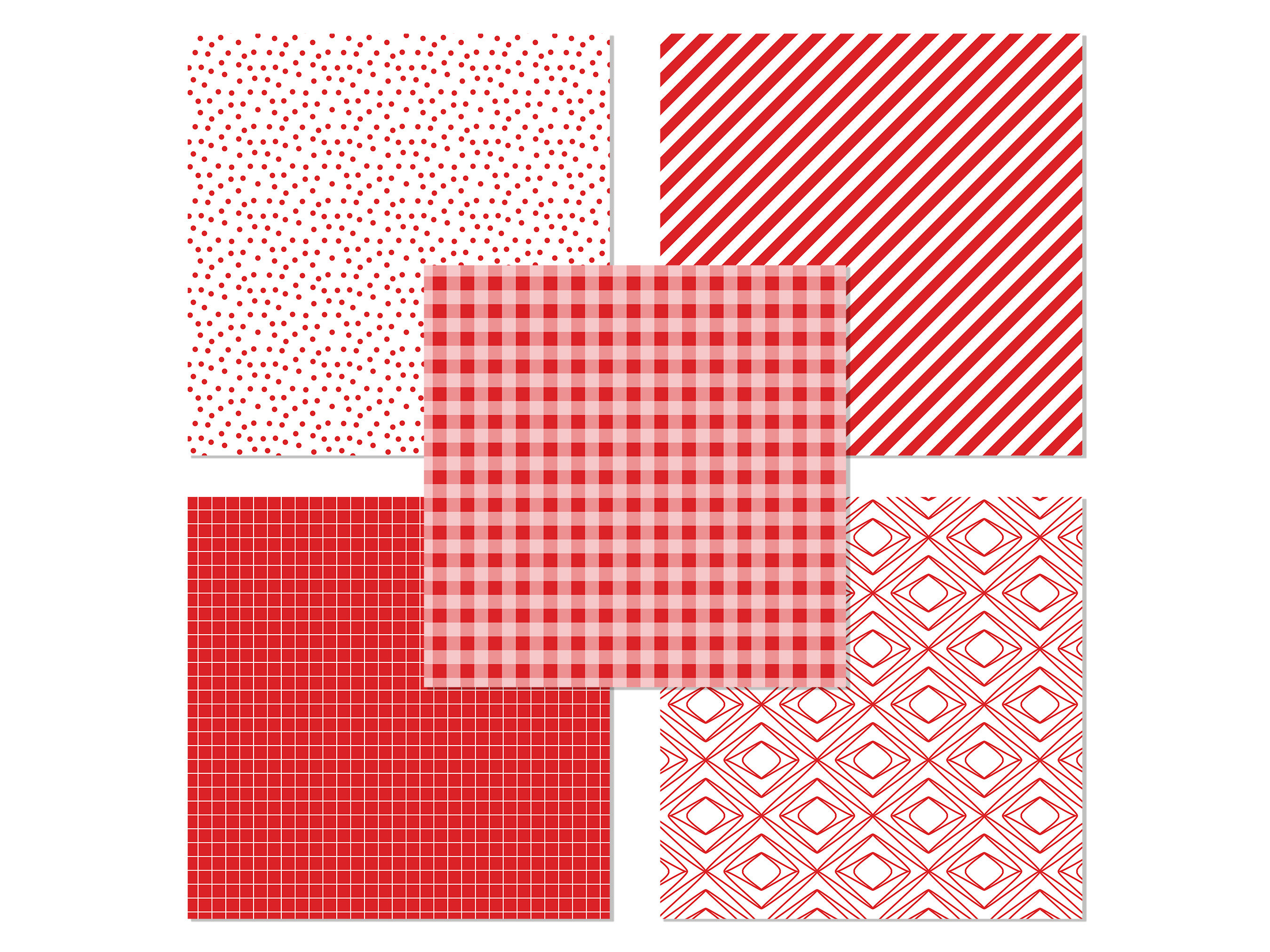 Red Digital Paper, Red & White Background, Red Patterns, Red Check, Red ...