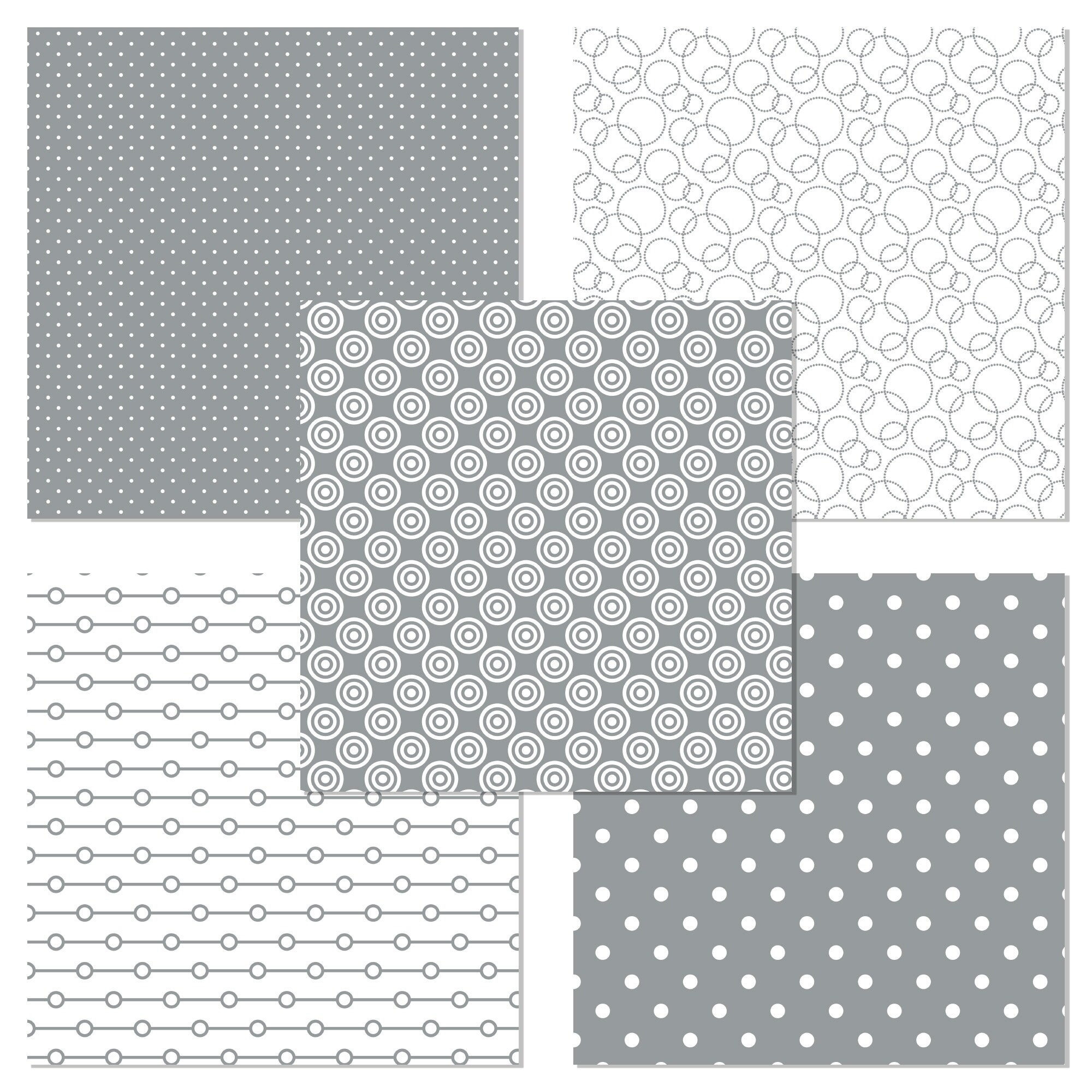 Grey Seamless Prints, Grey Polka Dot Digital Papers, Gray Background ...