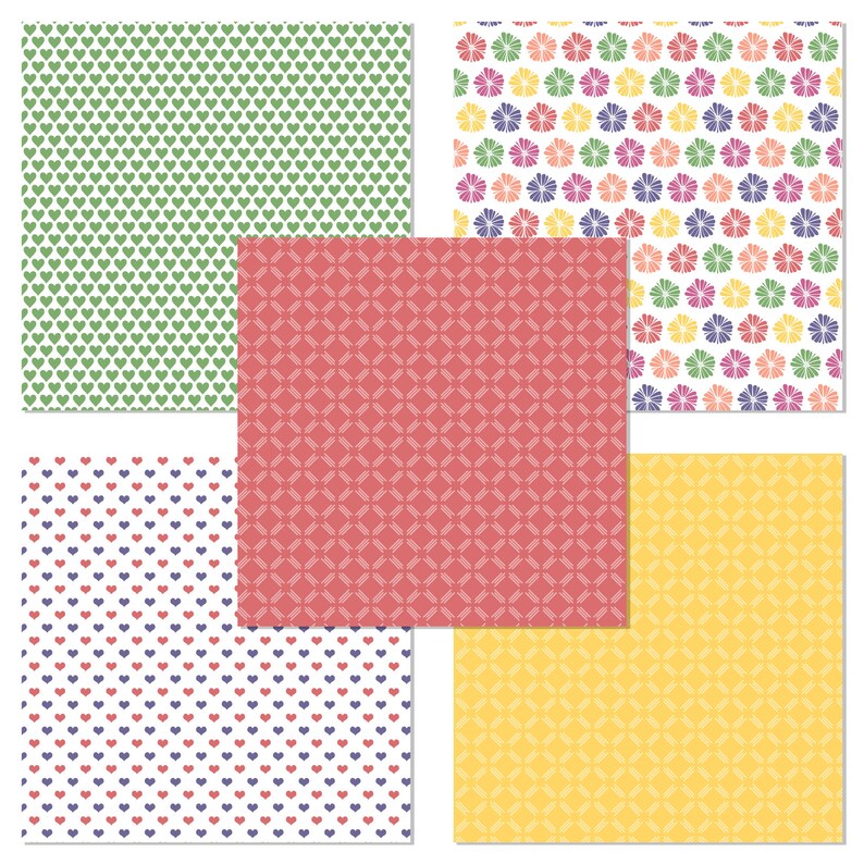 Rainbow Digital Paper, Flower, Heart, Rainbows & Geometric Patterns ...