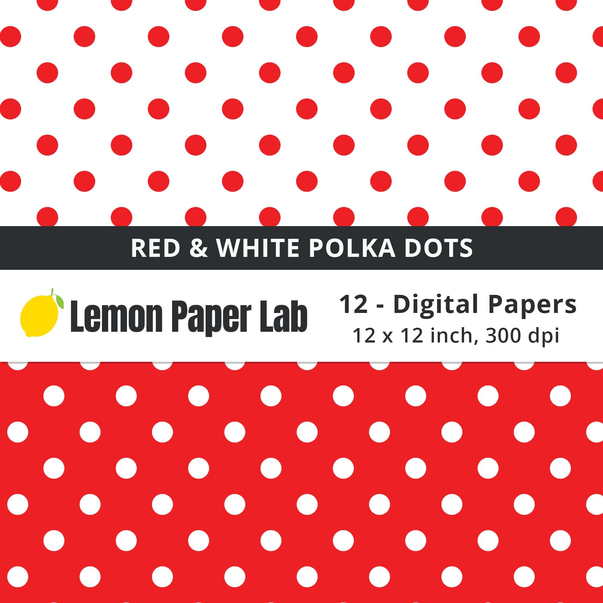 Red and White Polka Dots Digital Paper for Scrapbooking, Valentine's ...