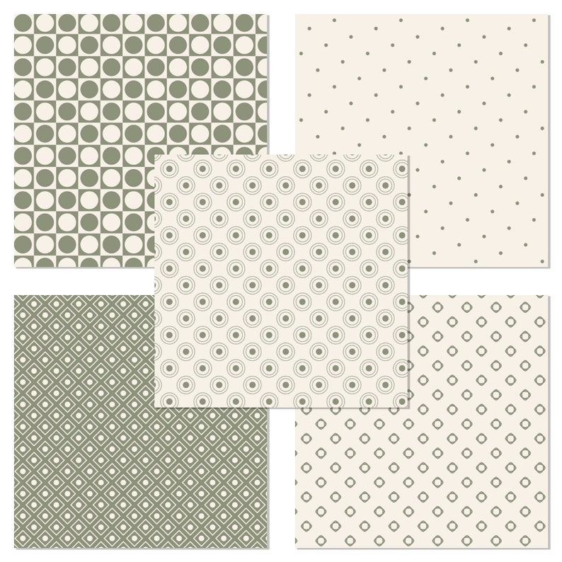 Olive Green Digital Paper, Green and Beige Polka Dot Pattern, Olive and ...