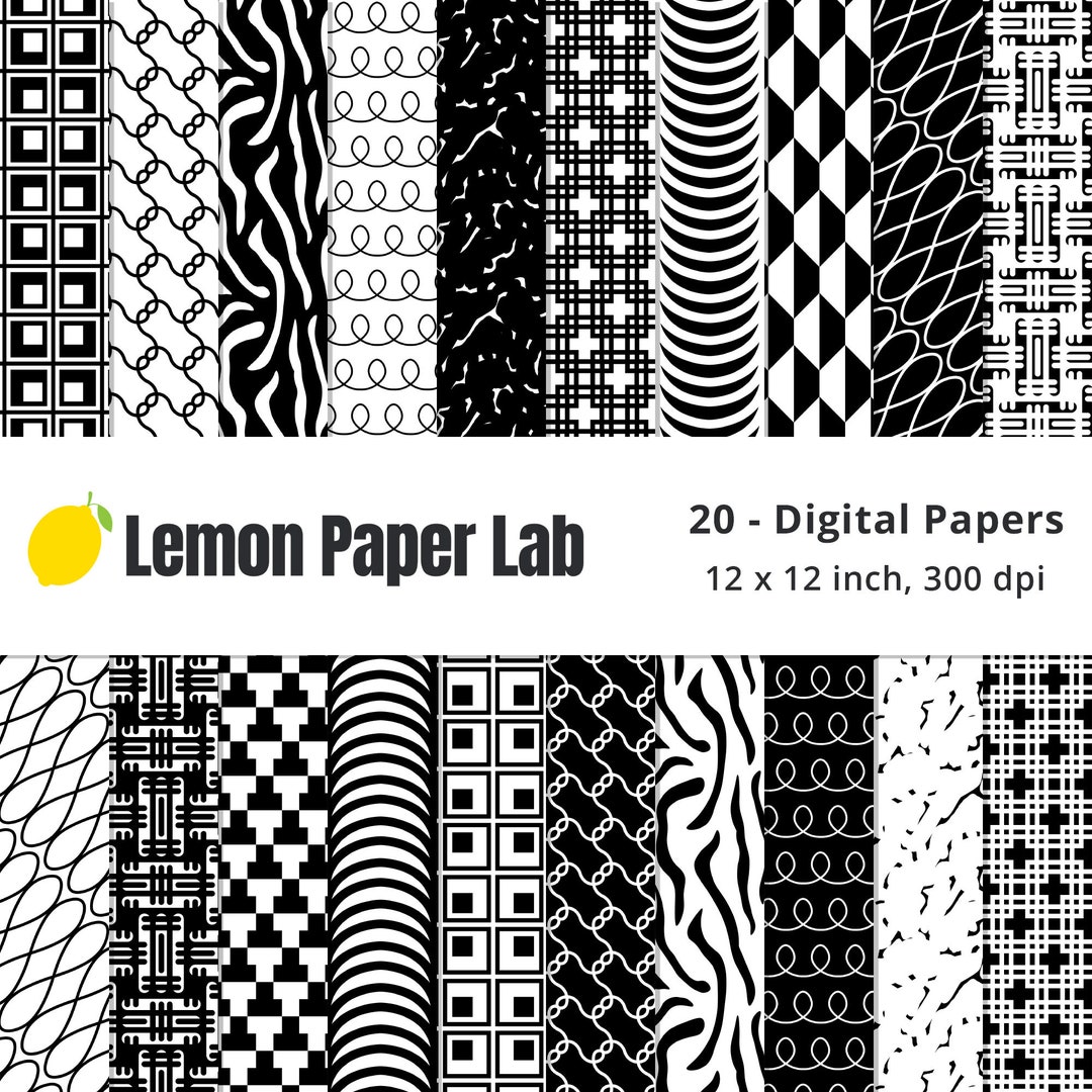 Black and White Geometric Papers, Unique Geometric Digital Paper, Black ...