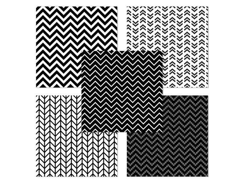 Black and White Digital Paper, Black Chevron Pattern, Chevron ...