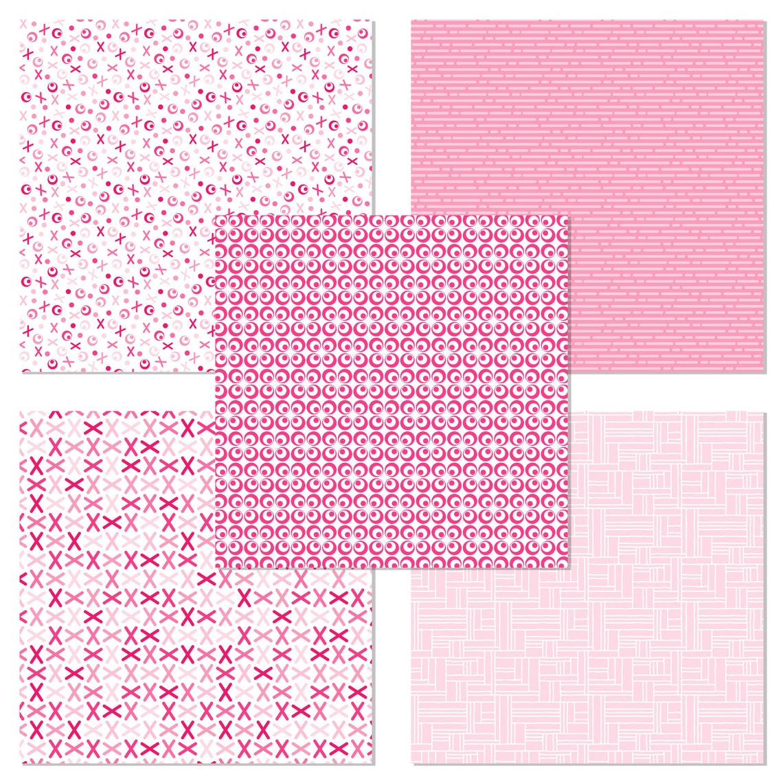 Pink Digital Paper, Pink Geometric Patterns, Valentines Day, Digital ...