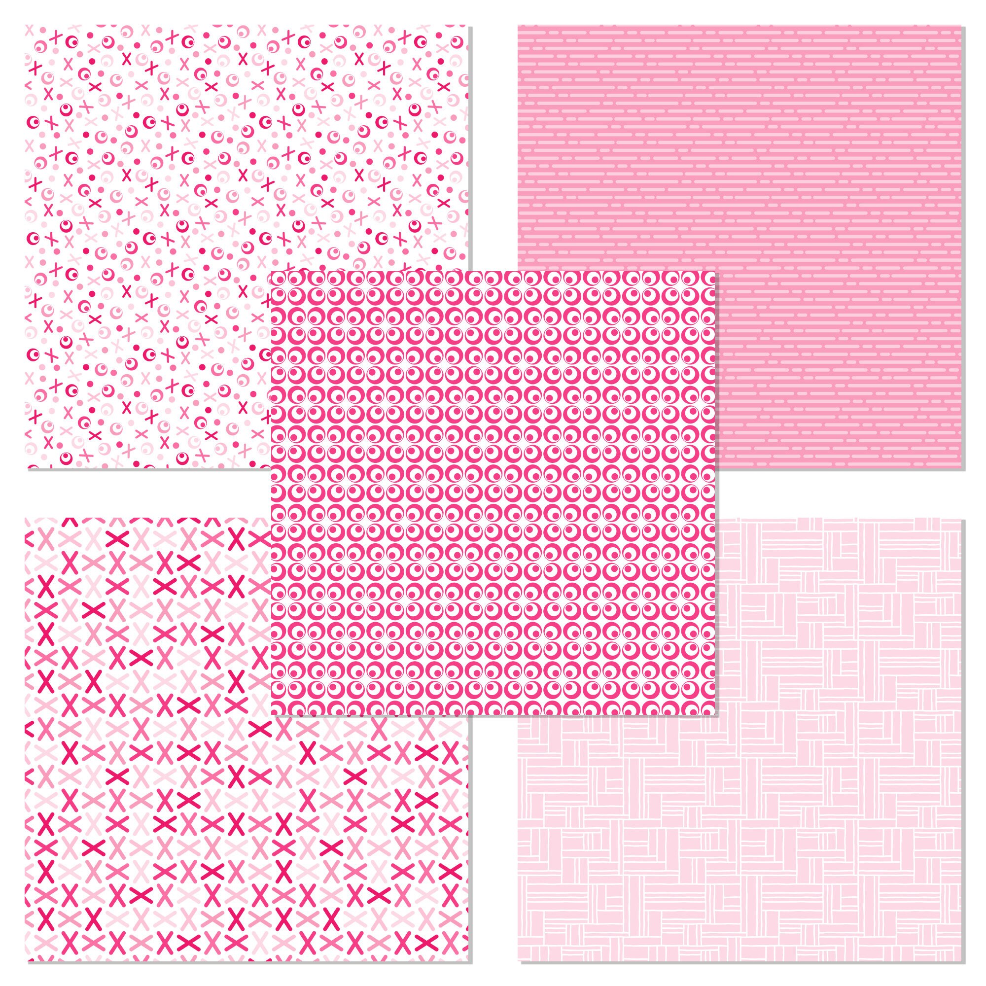 Pink Digital Paper, Pink Geometric Patterns, Valentines Day, Digital ...