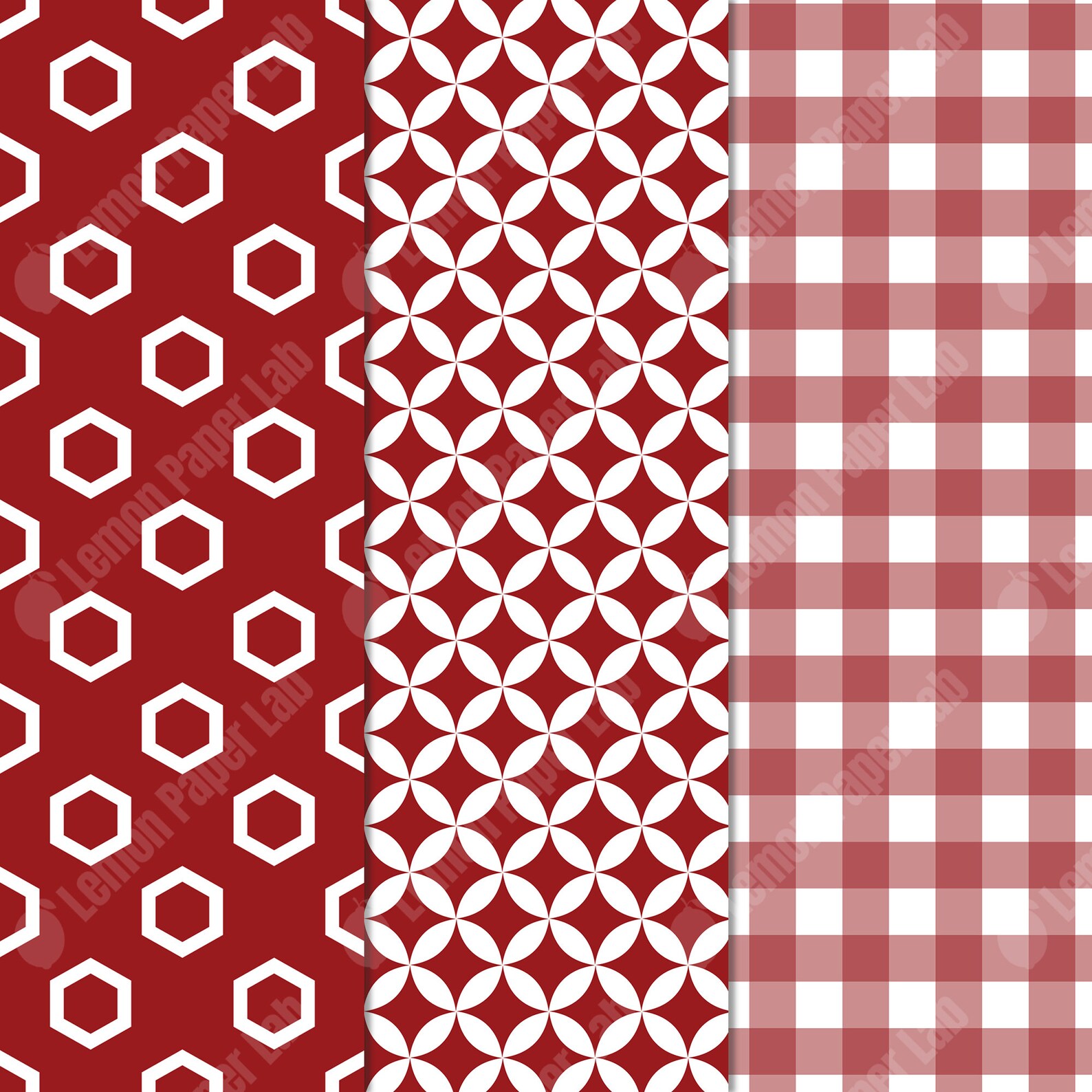 Dark Red Digital Paper Pack for Scrapbooking - Etsy