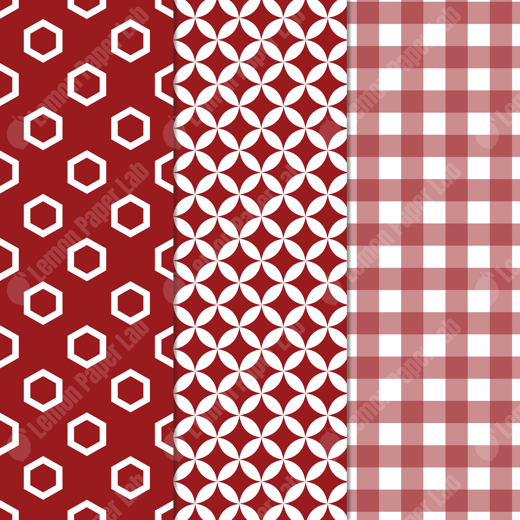 Dark Red Digital Paper Pack for Scrapbooking - Etsy