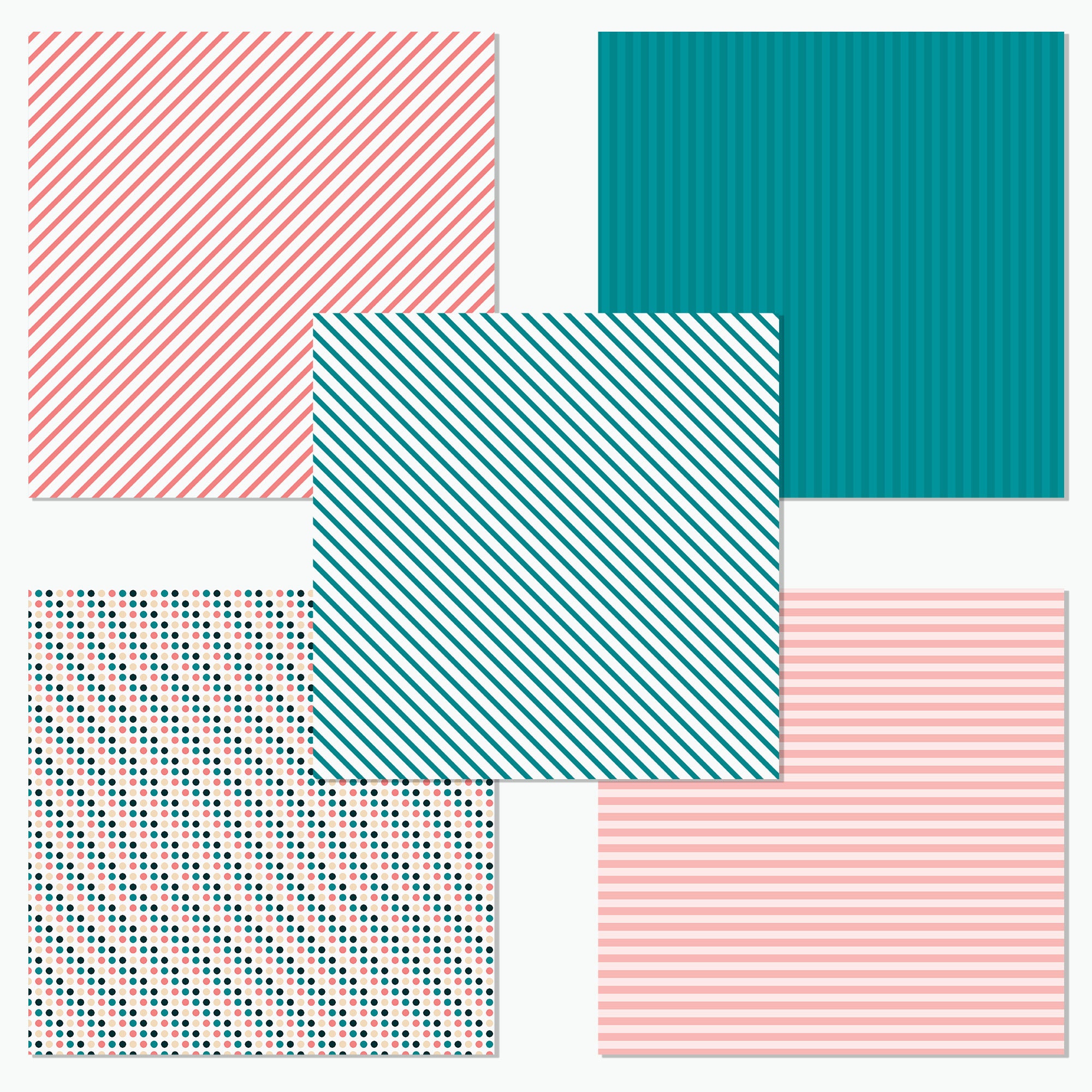 Coral and Turquoise Digital Paper, Cardstock Texture, Seamless Pattern ...