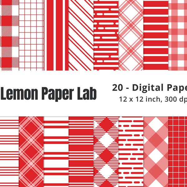 Red and White Stripe Digital Paper - Etsy