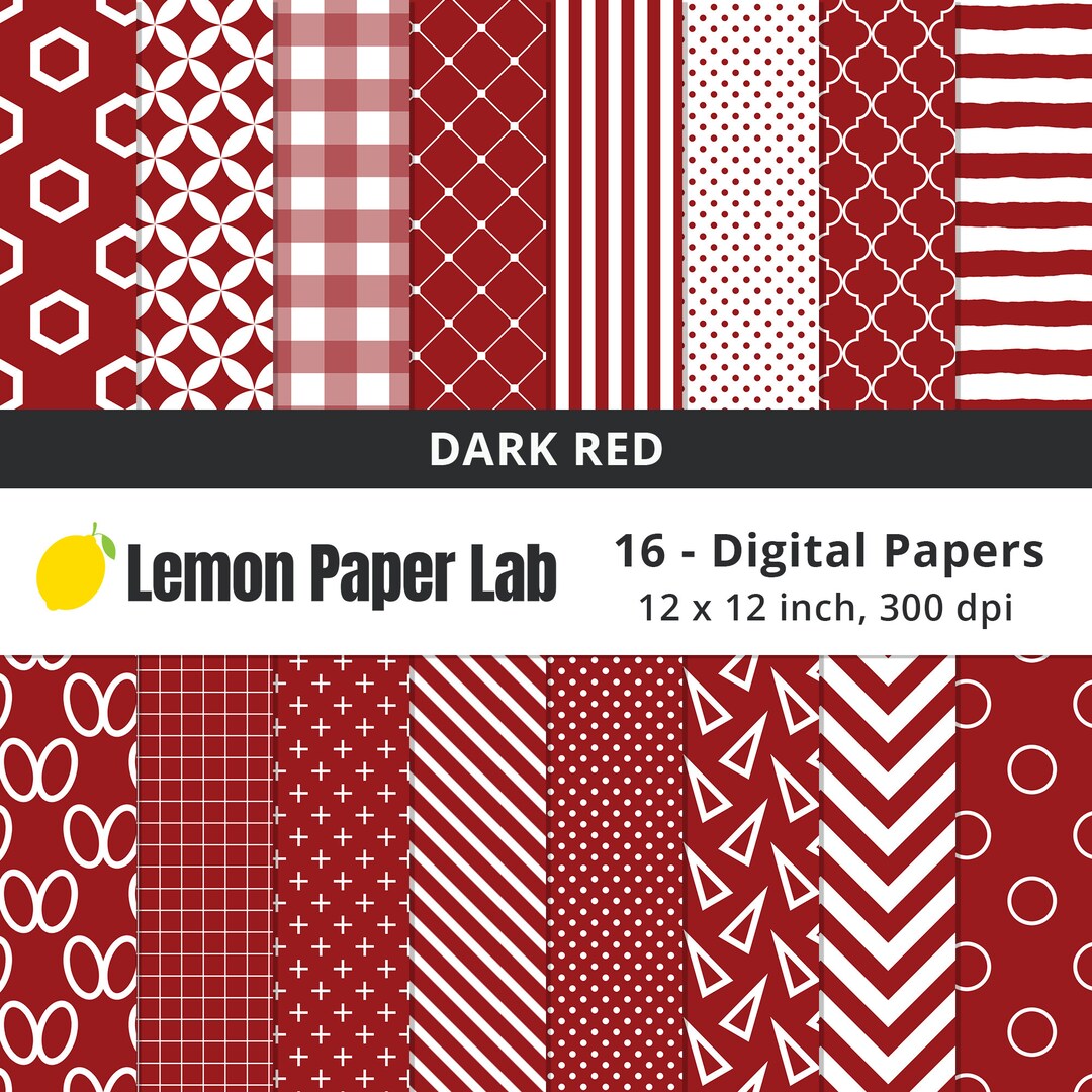Dark Red Digital Paper Pack for Scrapbooking - Etsy