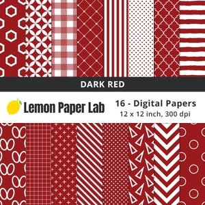 Dark Red Digital Paper Pack for Scrapbooking - Etsy