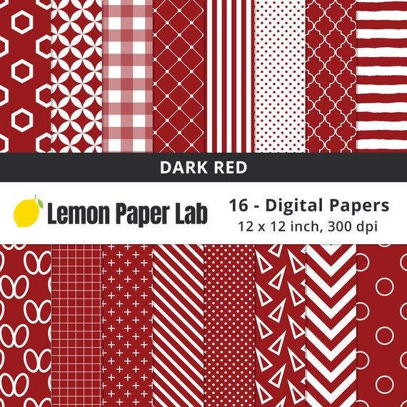 Dark Red Digital Paper Pack for Scrapbooking | Etsy