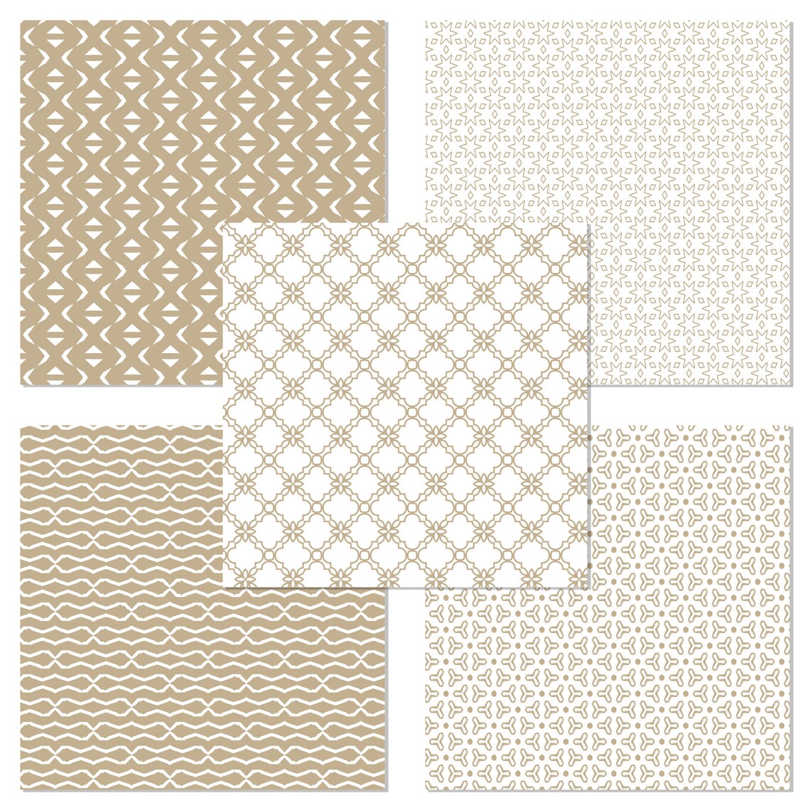 Brown Digital Paper, Khaki Backgrounds, Seamless Geometric Patterns ...