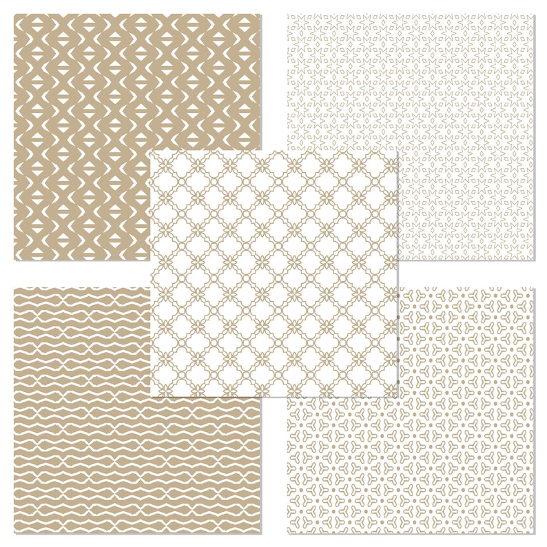 Brown Digital Paper, Khaki Backgrounds, Seamless Geometric Patterns ...