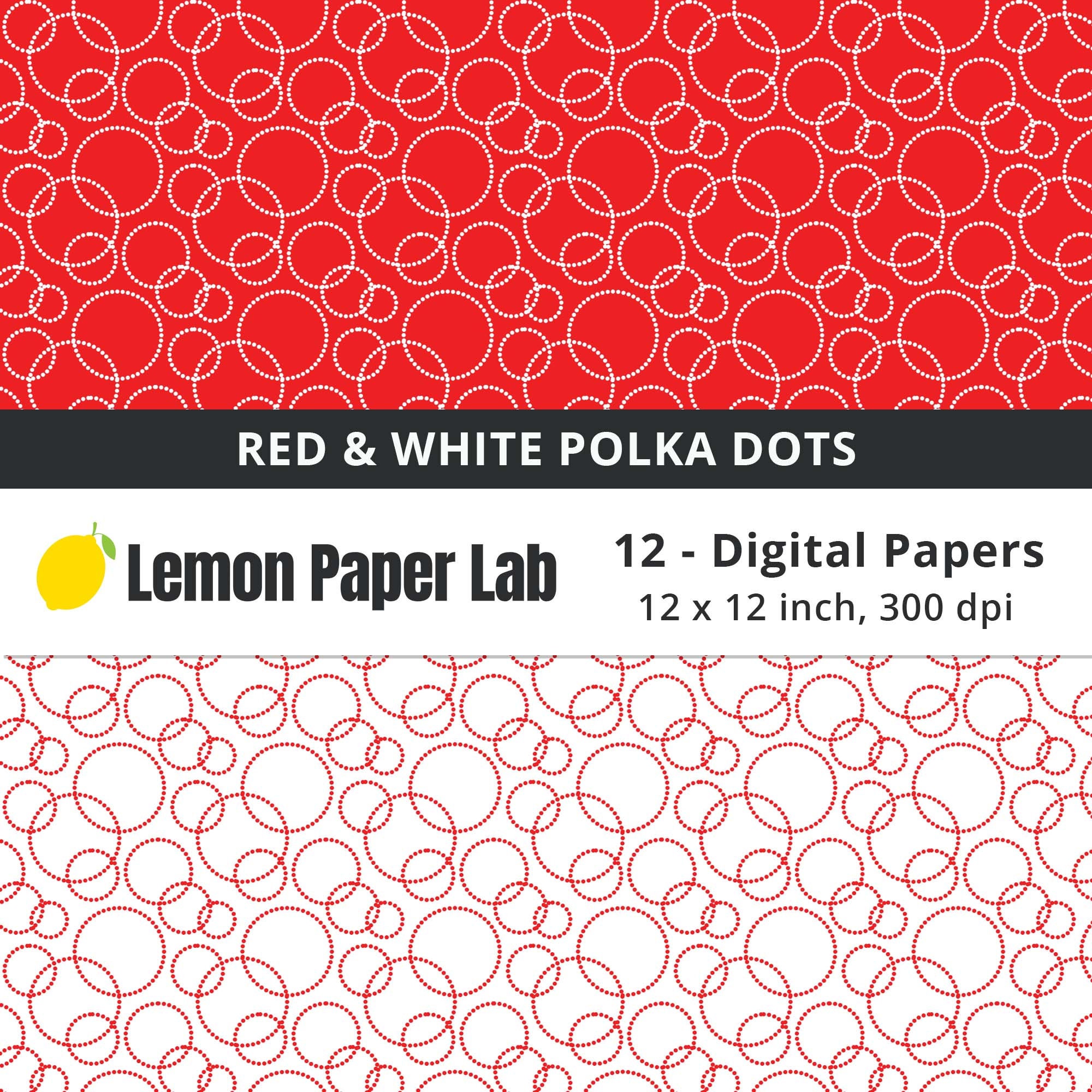 Red and White Polka Dots Digital Paper for Scrapbooking, Valentine's ...