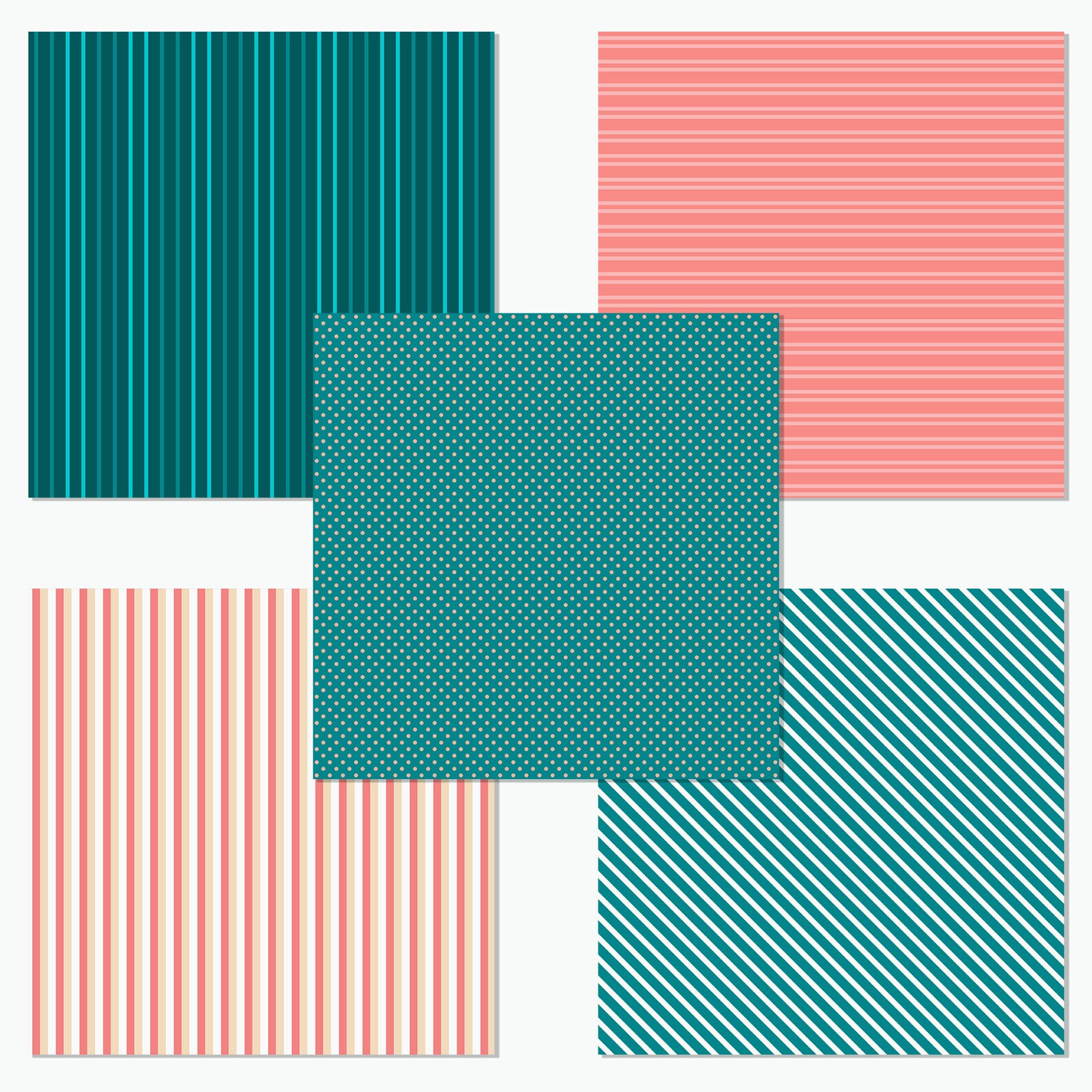 Coral and Turquoise Digital Paper, Cardstock Texture, Seamless Pattern ...