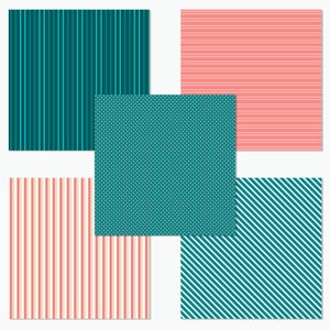 Coral and Turquoise Digital Paper, Cardstock Texture, Seamless Pattern ...