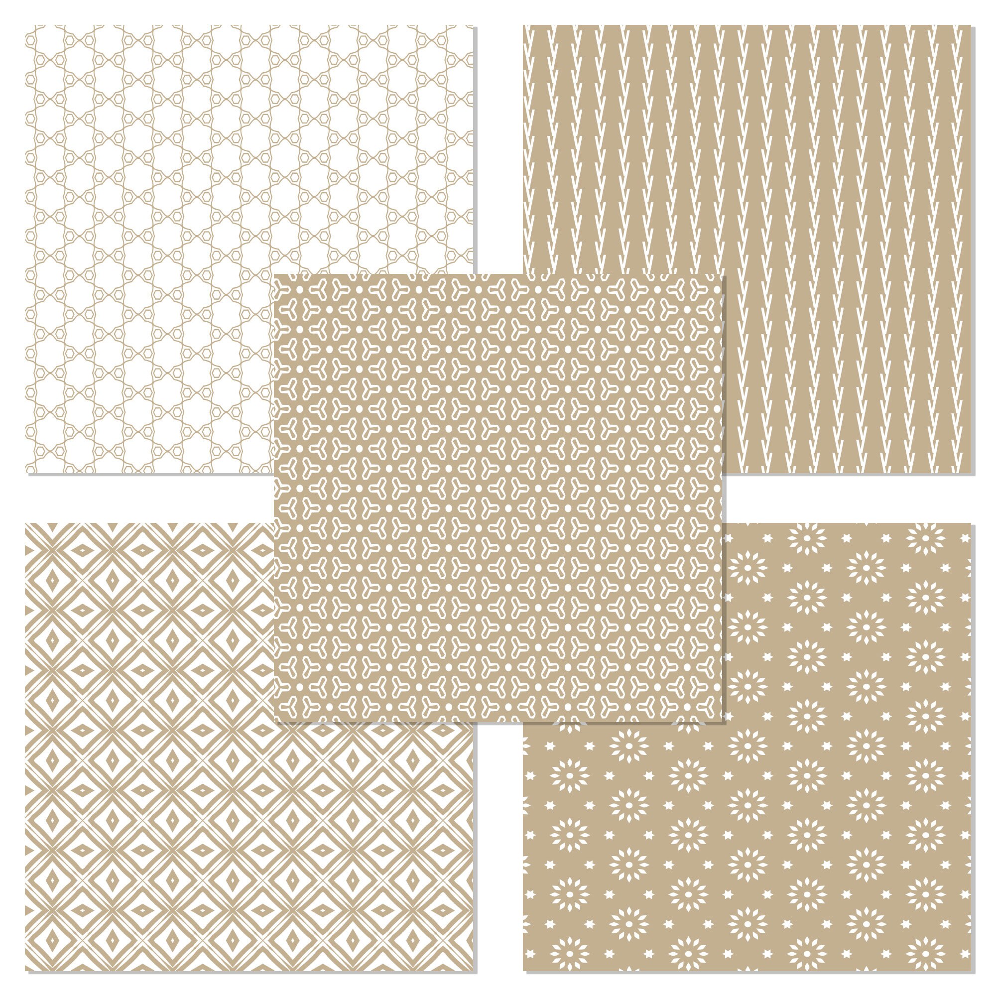 Brown Digital Paper, Khaki Backgrounds, Seamless Geometric Patterns ...