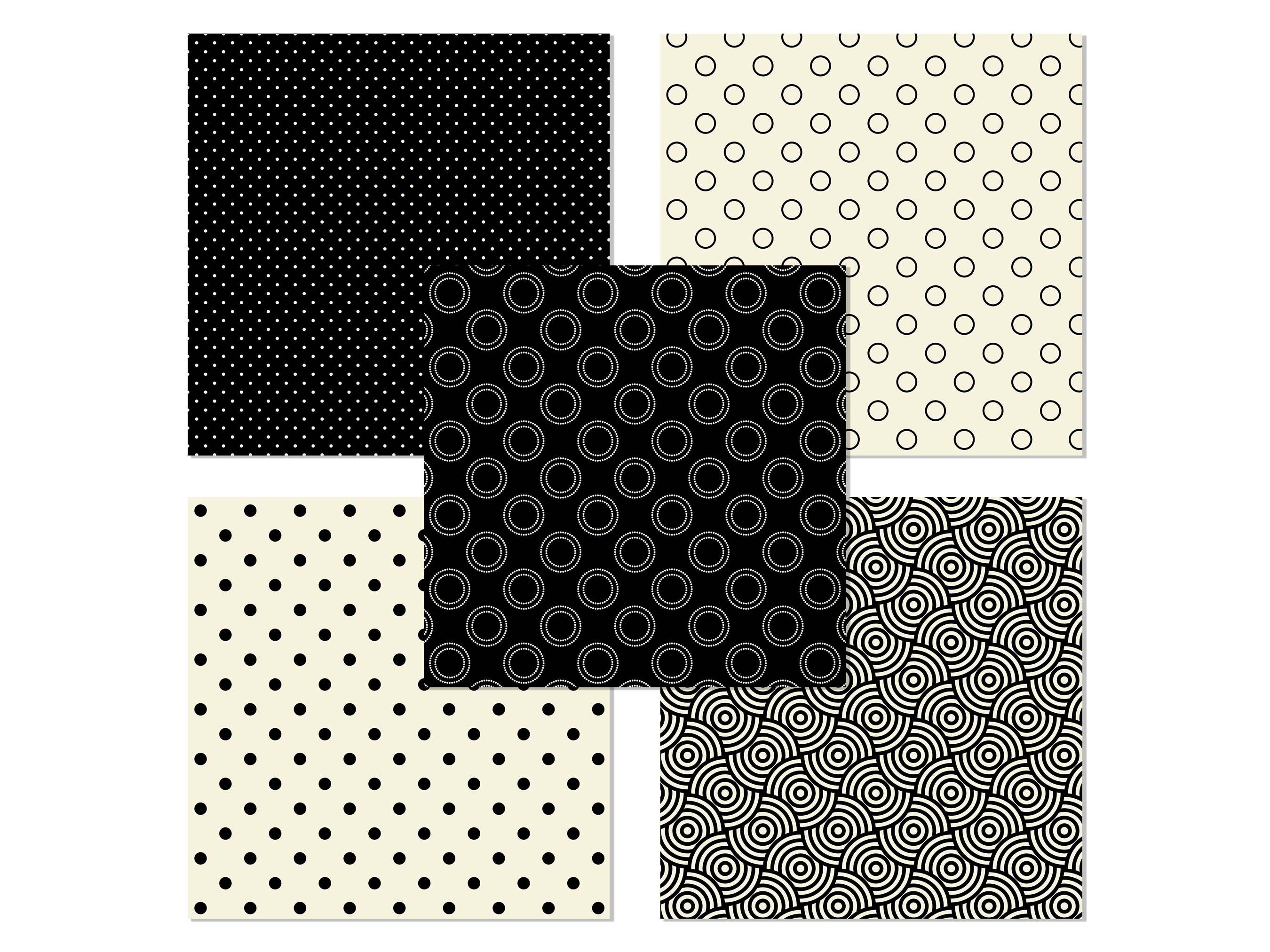 Black Polka Dot Backgrounds, Black & Cream Digital Paper, Black and ...