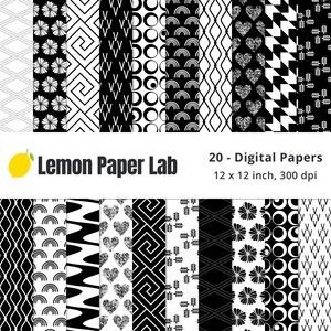 Black & White Digital Paper, Digital Backgrounds, Modern, Abstract ...