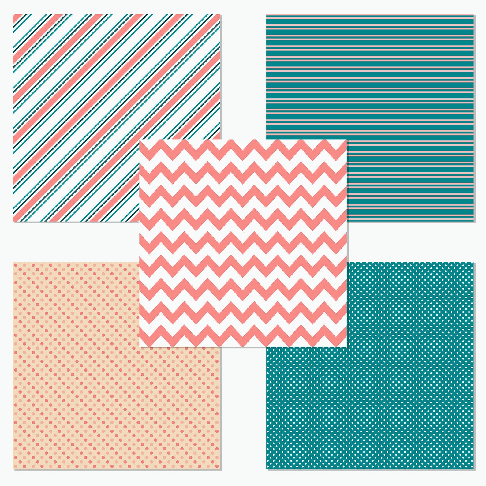 Coral and Turquoise Digital Paper, Cardstock Texture, Seamless Pattern ...