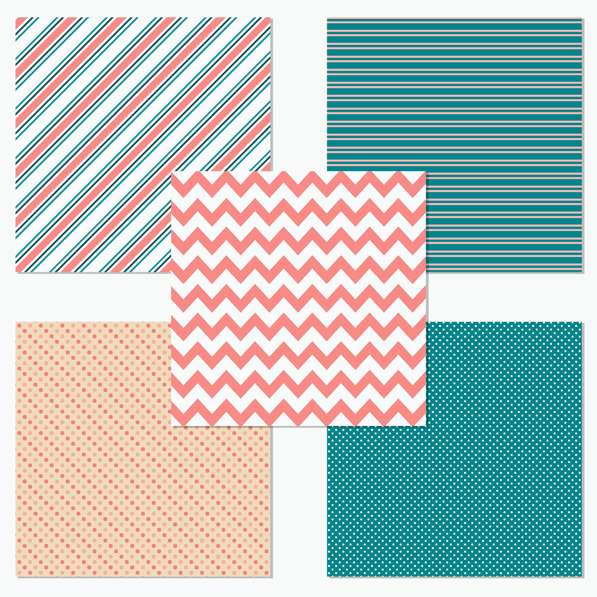 Coral and Turquoise Digital Paper, Cardstock Texture, Seamless Pattern ...