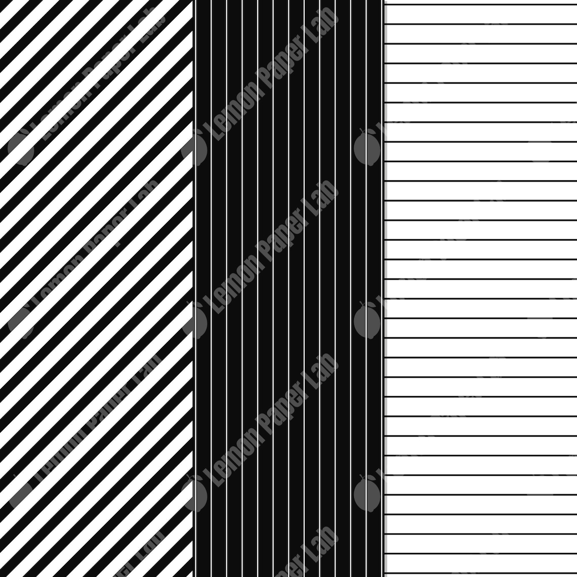 Horizontal, Vertical and Diagonal Stripes Digital Paper Pack - Etsy