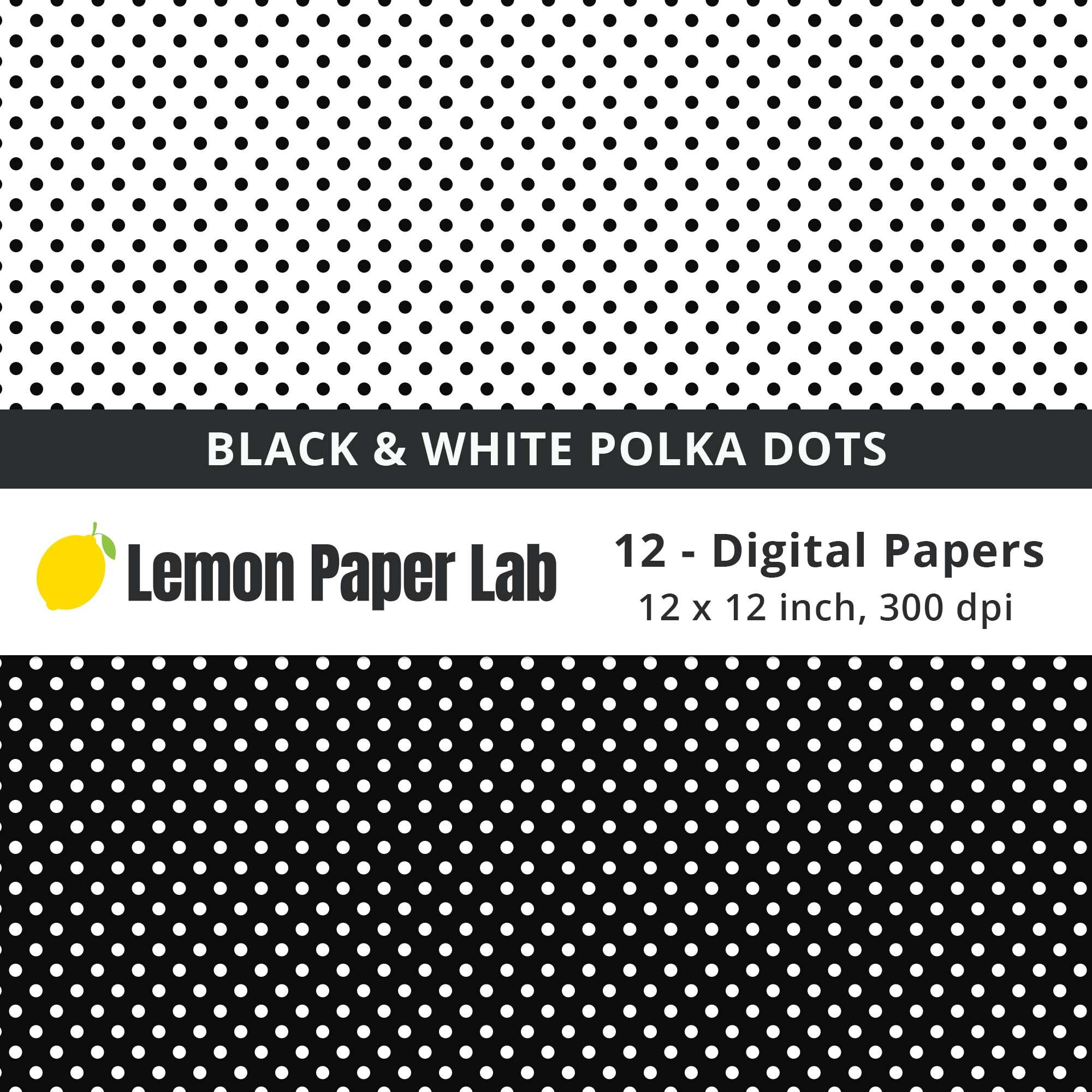 Black & White Polka Dots Digital Paper for Scrapbooking, Card Making ...
