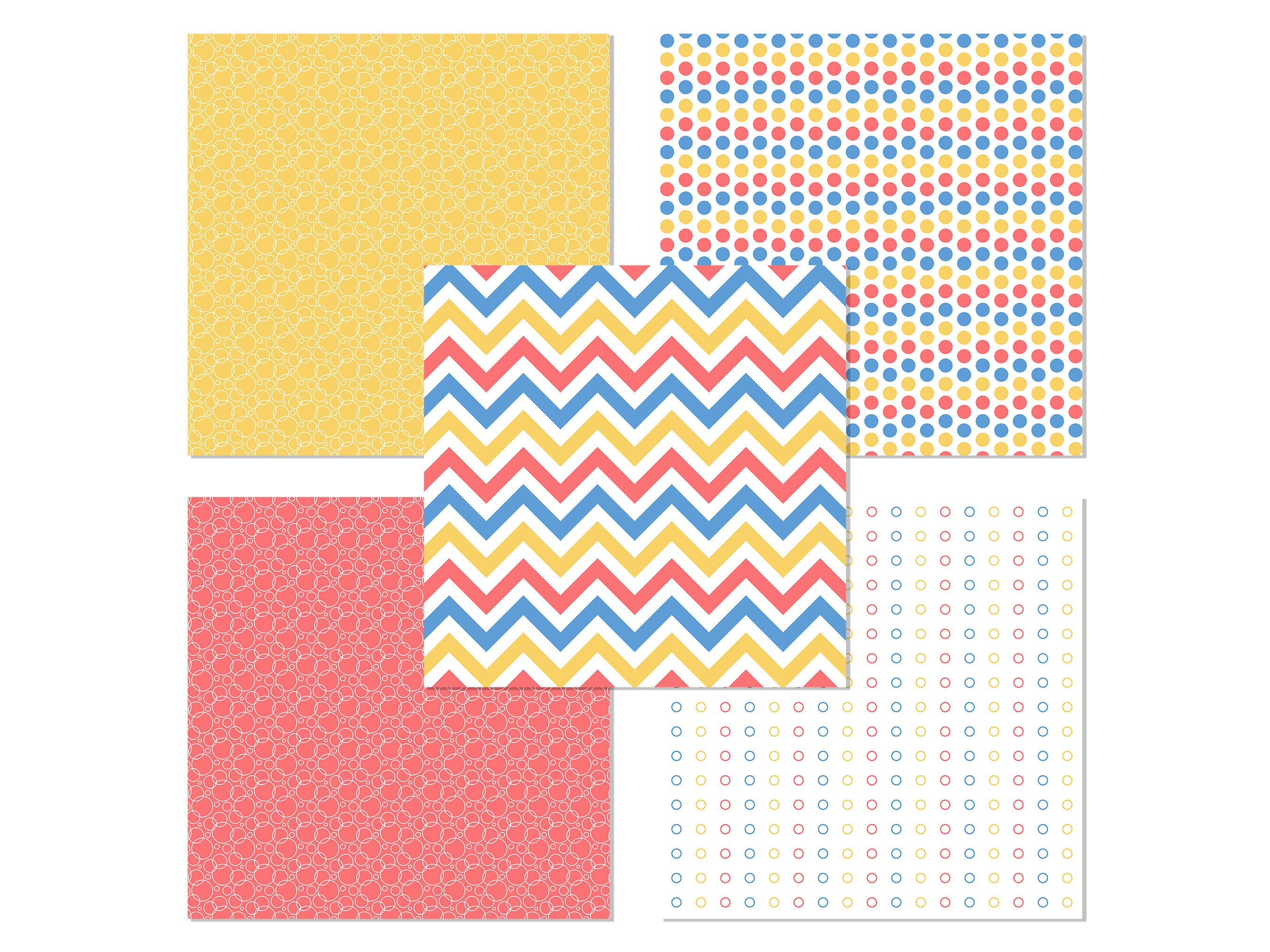 Primary Colors Red Blue Yellow Digital Paper Patterns and - Etsy