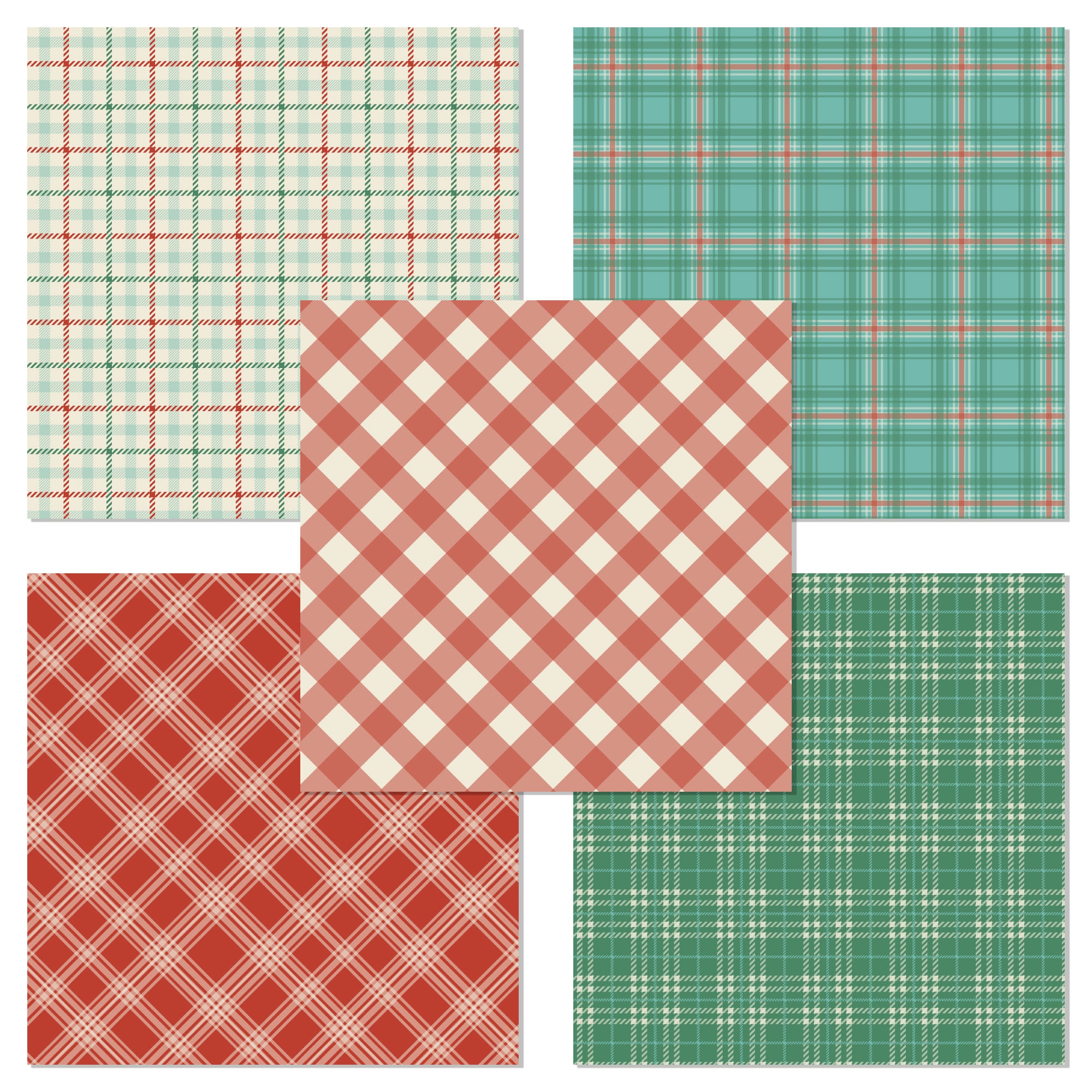 Christmas Plaid, Seamless Digital Pattern, Vintage Christmas Plaid ...