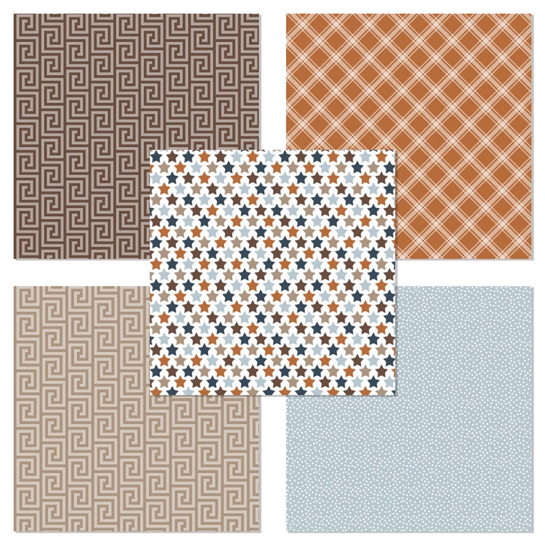 Earth Tones Digital Paper Blue and Brown Digital Papers - Etsy