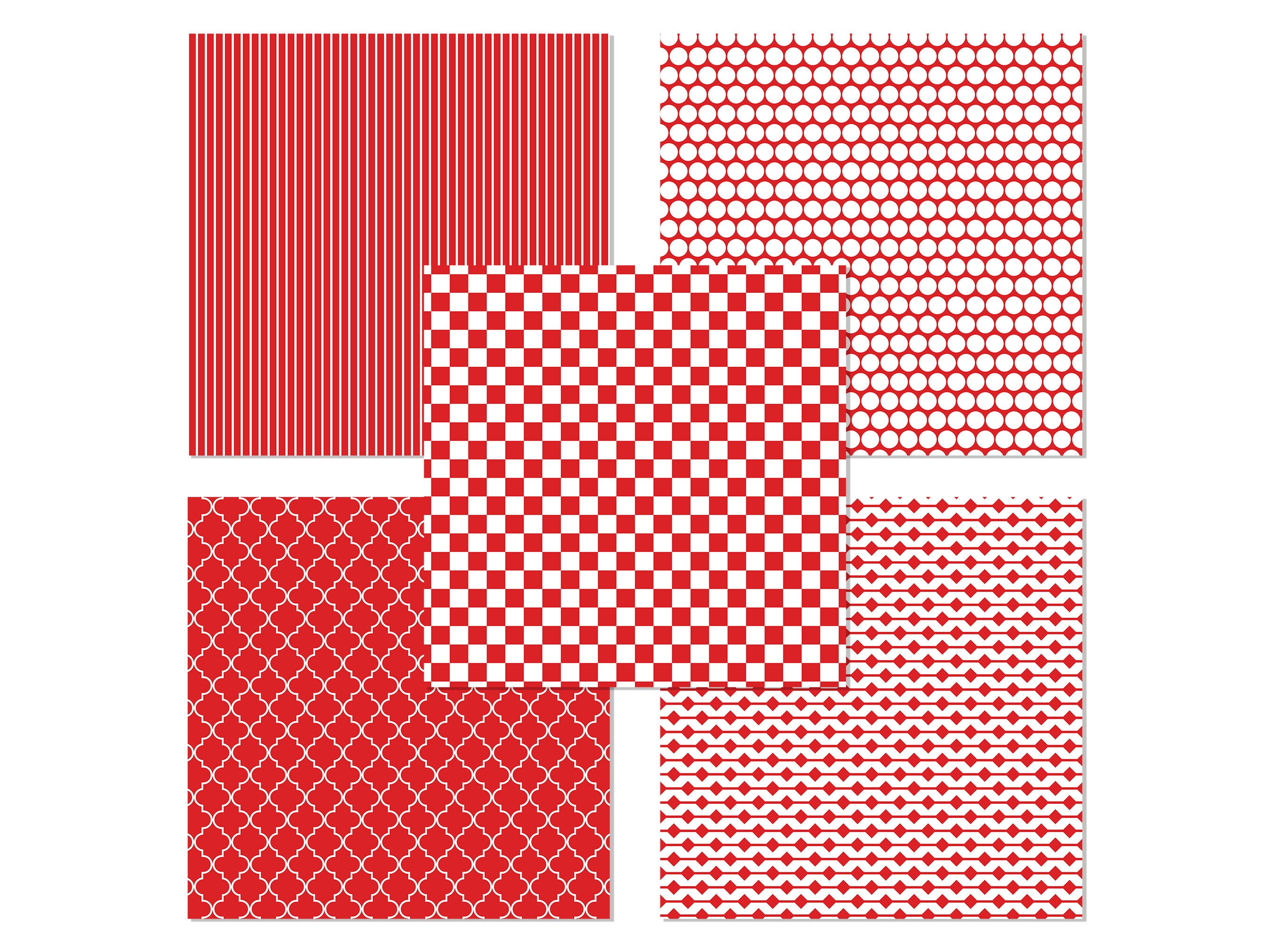 Red Digital Paper, Red & White Background, Red Patterns, Red Check, Red ...