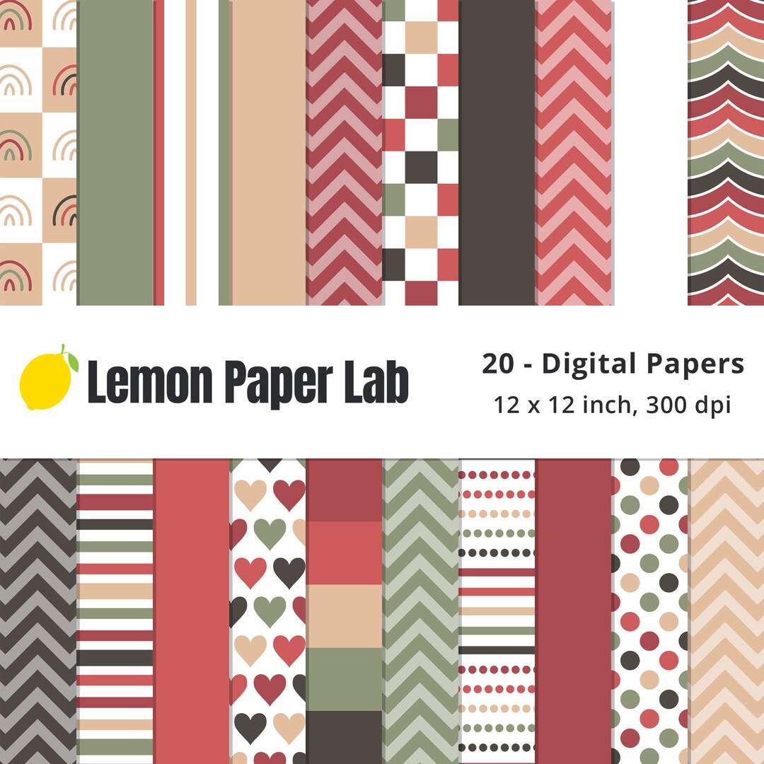 Red and Green Digital Backgrounds, Christmas Digital Paper, Stripe ...